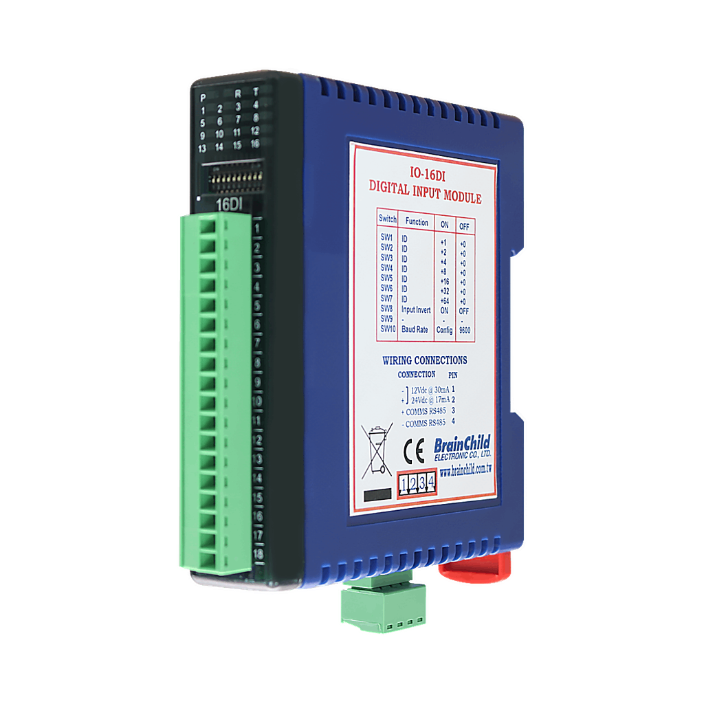 IO-16DI Modbus IO Modules | Digital Input Module with 16 Channels and Counters | Brainchild